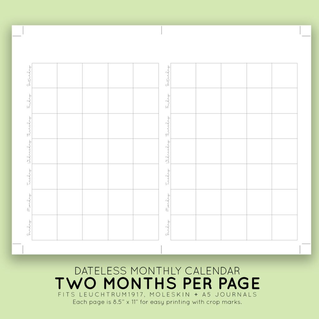 Dateless Monthly Printable Calendar + Habit Tracker Kit | Laura Kinker