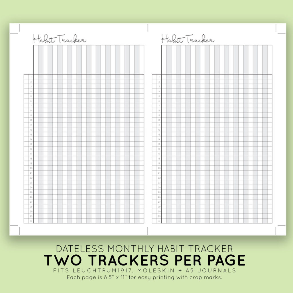 Blank Monthly Habit Tracker | Laura Kinker