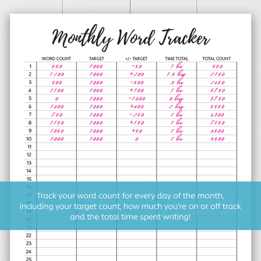 Monthly Word Trackers | Laura Kinker
