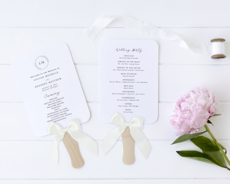 Monogram Minimalist Simple Editable Wedding Program Template | Laura Kinker