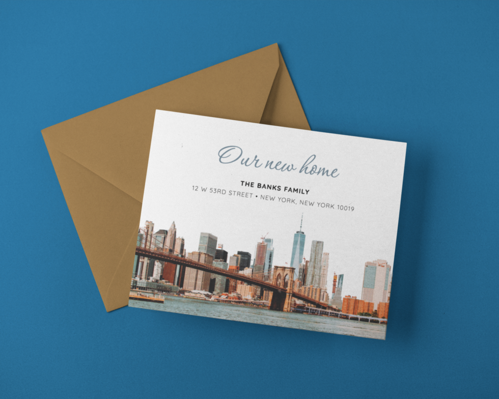 New York Skyline New Address Announcement Card | Laura Kinker Designs